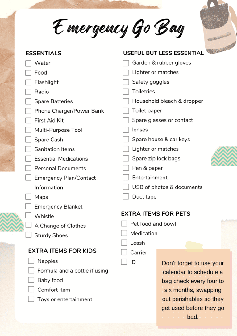 Prepare for Evacuation with a 72-hour Emergency Go Bag (Free Printable)