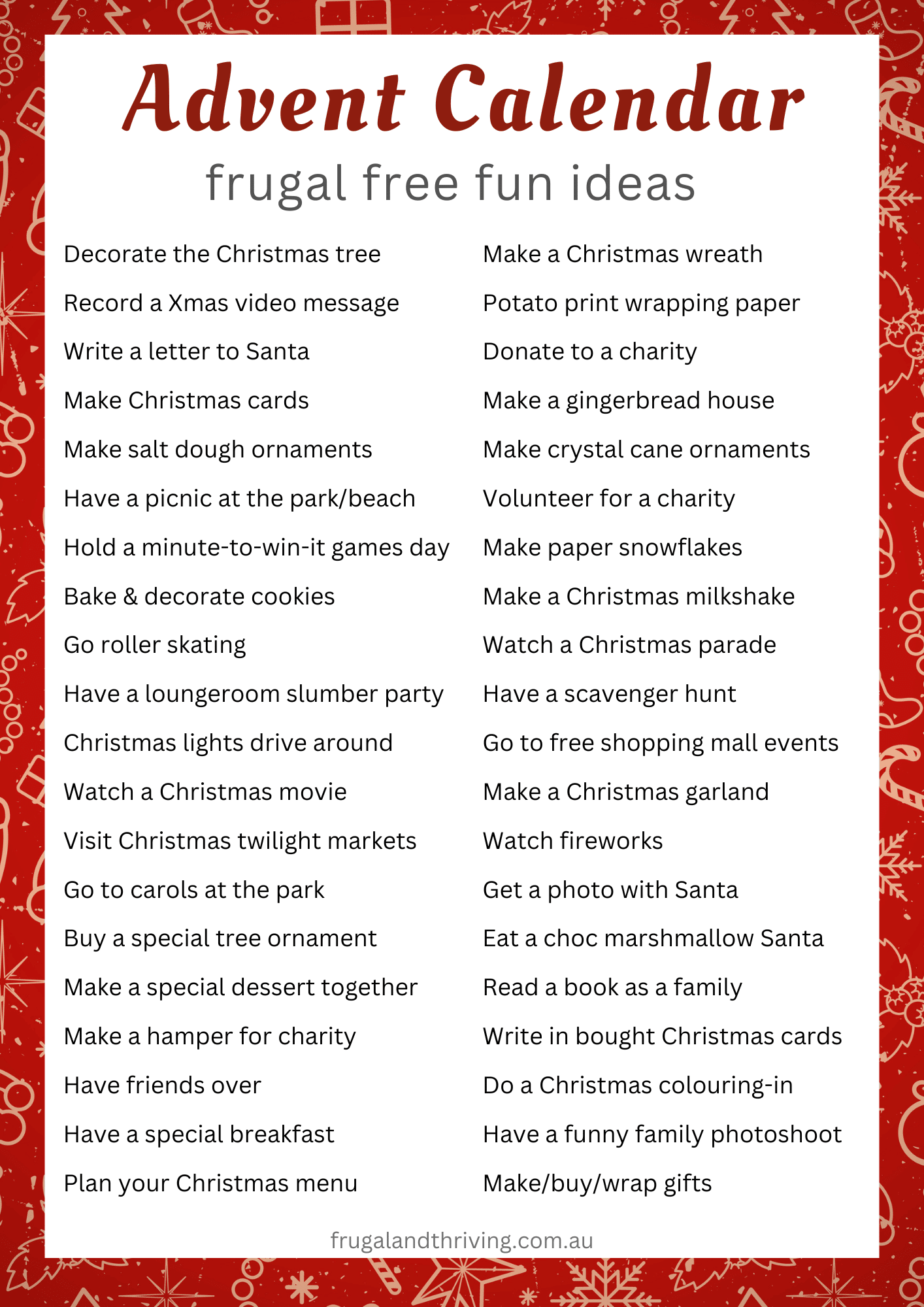 Free and Low-Cost Fun Advent Calendar Ideas (No Snow Needed)