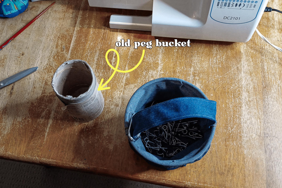 Cute and Easy Upcycled Peg Bucket From Old Jeans